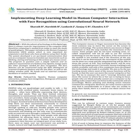 Implementing Deep Learning Model In Human Computer Interaction With