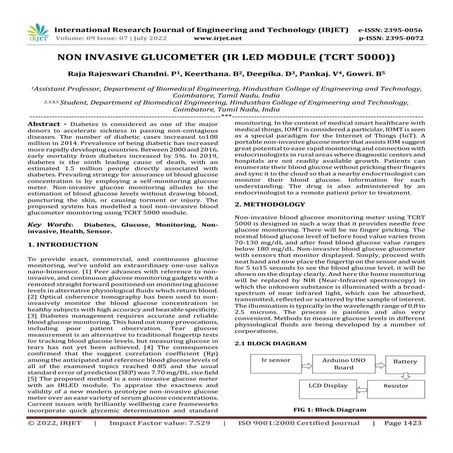 NON INVASIVE GLUCOMETER (IR LED MODULE (TCRT 5000)) | PDF