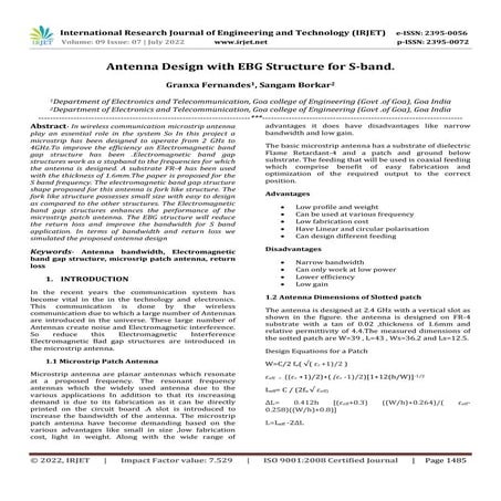 Antenna Design with EBG Structure for S-band. | PDF
