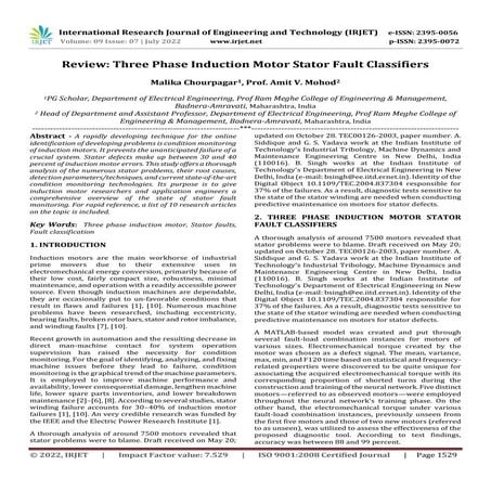 Review Three Phase Induction Motor Stator Fault Classifiers Pdf