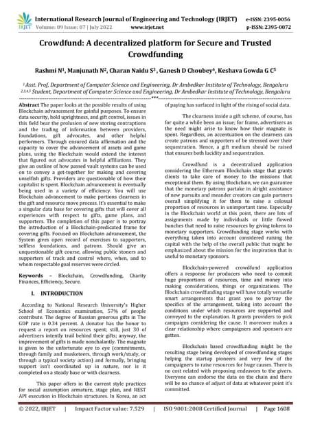 Donation Tracking System using Blockchain | PDF