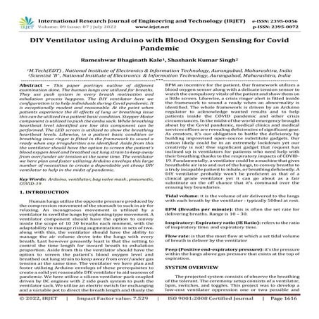 DIY Ventilator using Arduino with Blood Oxygen Sensing for Covid ...