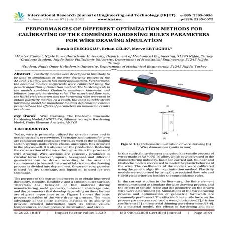 PERFORMANCES OF DİFFERENT OPTİMİZATİON METHODS FOR CALİBRATİNG OF THE COMBİNED HARDENİNG RULE’S ...