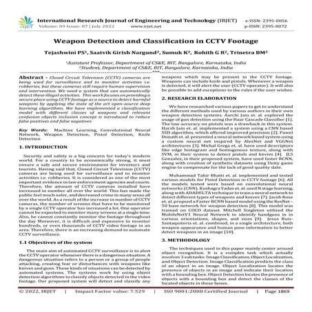 Weapon Detection and Classification in CCTV Footage | PDF