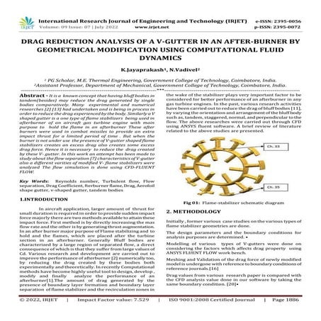DRAG REDUCTION ANALYSIS OF A V-GUTTER IN AN AFTER-BURNER BY GEOMETRICAL MODIFICATION USING ...