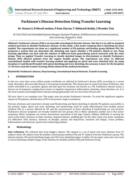 Parkinson's disease detection using ml a | PPTX | Internet | Computing