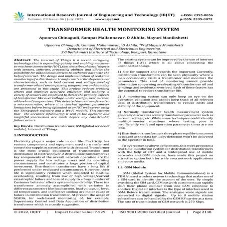 TRANSFORMER HEALTH MONITORING SYSTEM | PDF