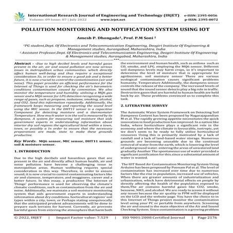 DESIGN AND DEVELOPMENT OF SOLAR POWERED AIR POLLUTION AND ENVIRONMENTAL ...