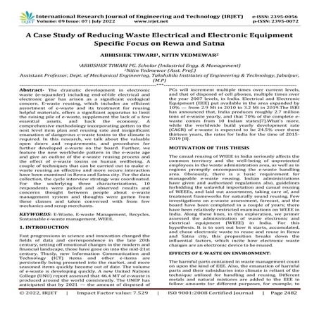 A Case Study of Reducing Waste Electrical and Electronic Equipment ...