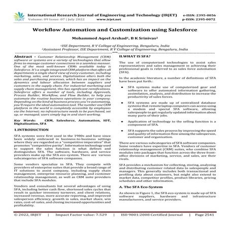 Workflow Automation and Customization using Salesforce | PDF