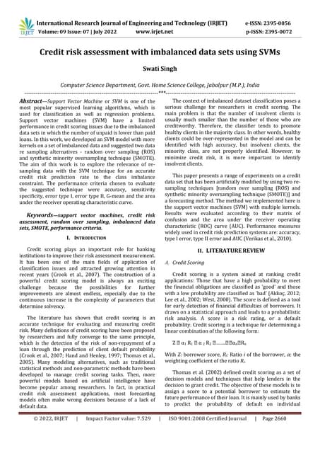 Credit Risk Assessment With Imbalanced Data Sets Using Svms Pdf