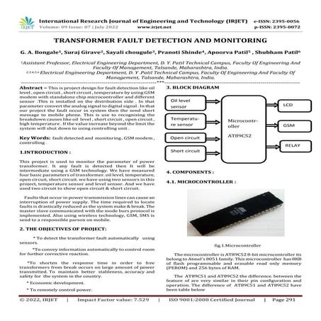 Transformer Fault Detection And Monitoring Pdf Technology And Computing
