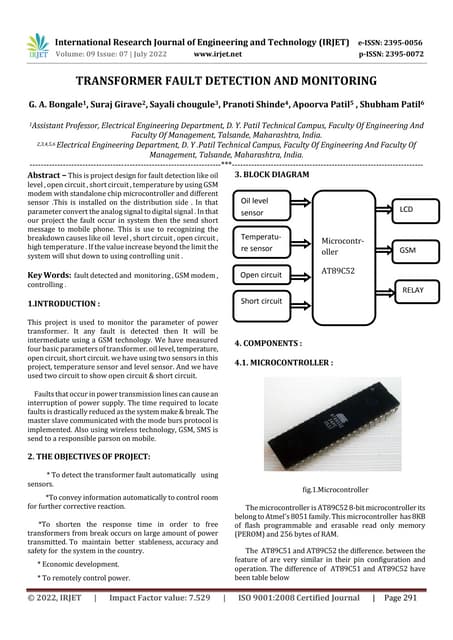 Transformer Fault Detection And Monitoring Pdf Technology And Computing