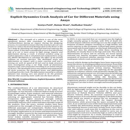 Explicit Dynamics Crash Analysis of Car for Different Materials using ...