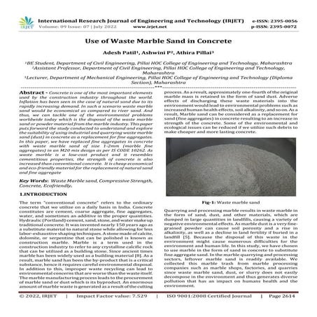 Use of Waste Marble Sand in Concrete | PDF