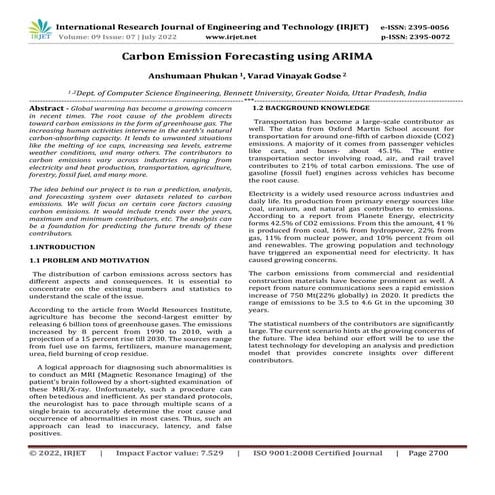 Carbon Emission Forecasting Using Arima Pdf