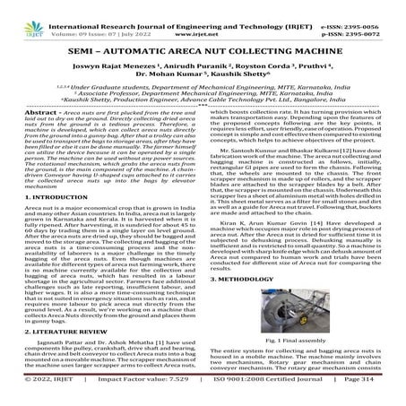 SEMI – AUTOMATIC ARECA NUT COLLECTING MACHINE | PDF