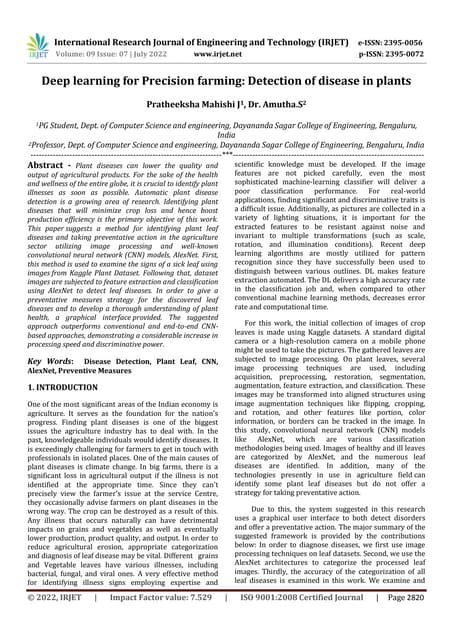 Plant Disease Detection And Classification Using Deep Learning Pptx Agriculture Industries