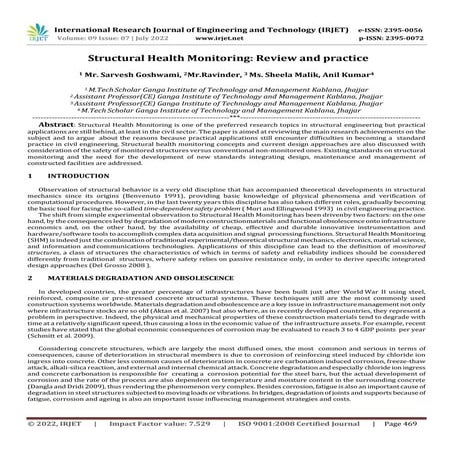 Structural Health Monitoring: Review and practice | PDF