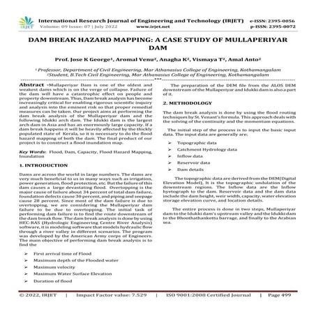 DAM BREAK HAZARD MAPPING: A CASE STUDY OF MULLAPERIYAR DAM | PDF
