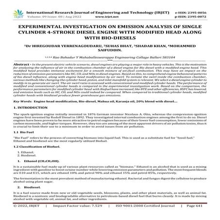 EXPERIMENTAL INVESTIGATION ON EMISSION ANALYSIS OF SINGLE CYLINDER 4 ...
