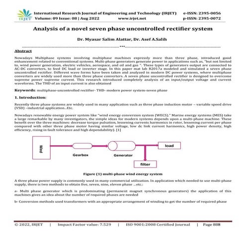 Analysis of a novel seven phase uncontrolled rectifier system | PDF