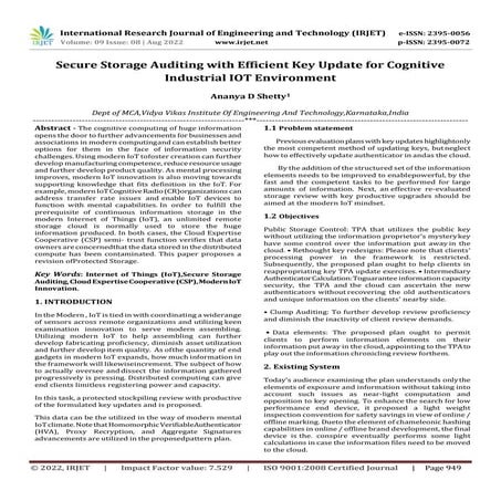 Secure Storage Auditing with Efficient Key Update for Cognitive Industrial IOT Environment | PDF