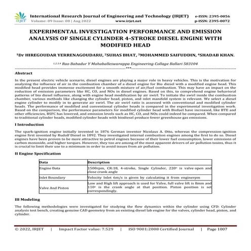EXPERIMENTAL INVESTIGATION PERFORMANCE AND EMISSION ANALYSIS OF SINGLE ...