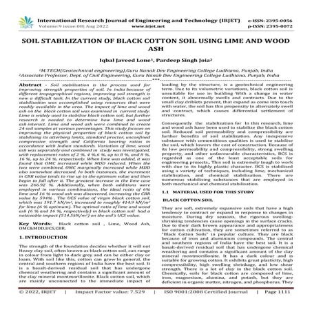 SOIL STABILIZATION OF BLACK COTTON SOIL USING LIME AND WOOD ASH | PDF
