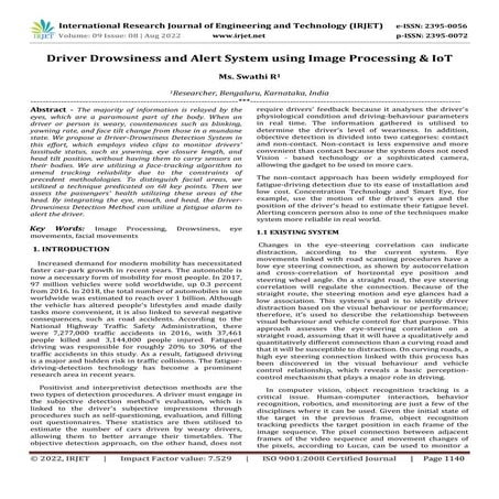 Driver Drowsiness and Alert System using Image Processing & IoT | PDF | Eye and Vision ...