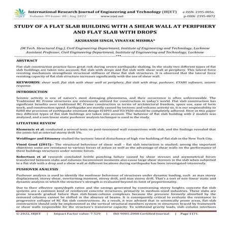 STUDY OF A FLAT SLAB BUILDING WITH A SHEAR WALL AT PERIPHERY AND FLAT ...