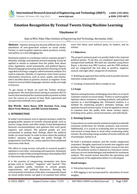 Emotion Recognition By Textual Tweets Using Machine Learning | PDF Emotion Recognition By Textual Tweets Using Machine Learning | PDF
