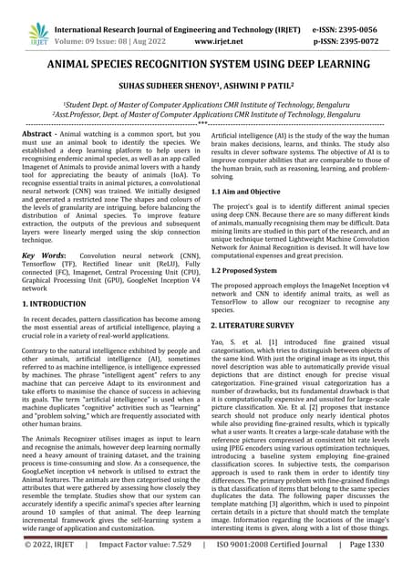 Detection and classification of animals using Machine Learning and Deep ...