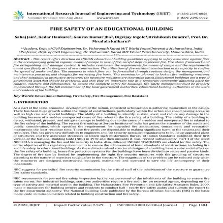 FIRE SAFETY OF AN EDUCATIONAL BUILDING | PDF