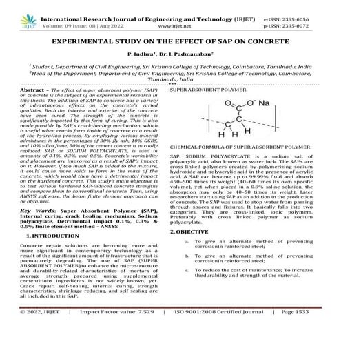 EXPERIMENTAL STUDY ON THE EFFECT OF SAP ON CONCRETE | PDF