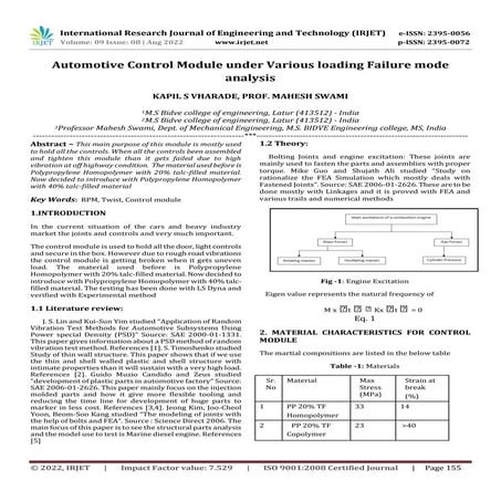 Automotive Control Module under Various loading Failure mode analysis | PDF