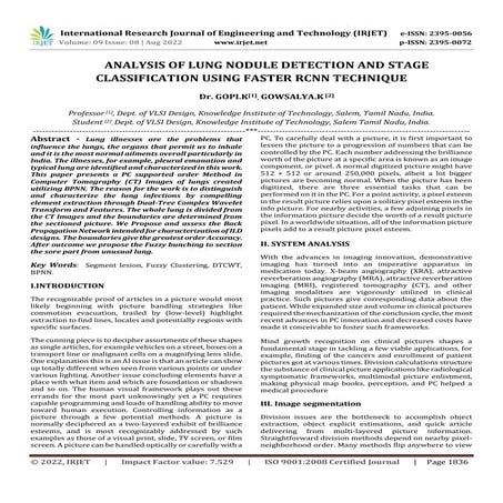 Analysis Of Lung Nodule Detection And Stage Classification Using Faster