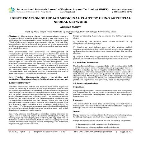 IDENTIFICATION OF INDIAN MEDICINAL PLANT BY USING ARTIFICIAL NEURAL ...