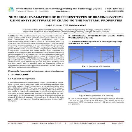NUMERICAL EVALUATION OF DIFFERENT TYPES OF BRACING SYSTEMS USING ANSYS ...