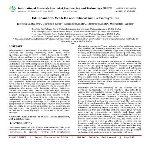 Educonnect- Web Based Education in Today’s Era | PDF