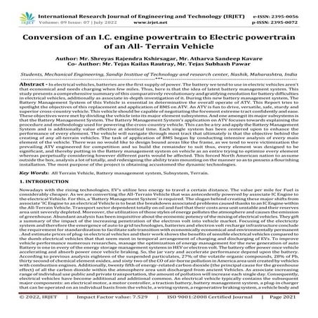Conversion of an I.C. engine powertrain to Electric powertrain of an ...
