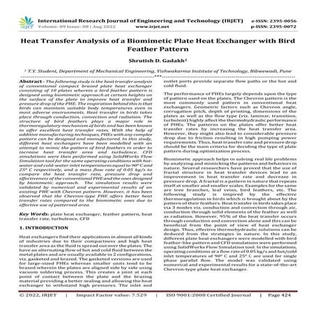 Heat Transfer Analysis of a Biomimetic Plate Heat Exchanger with Bird ...