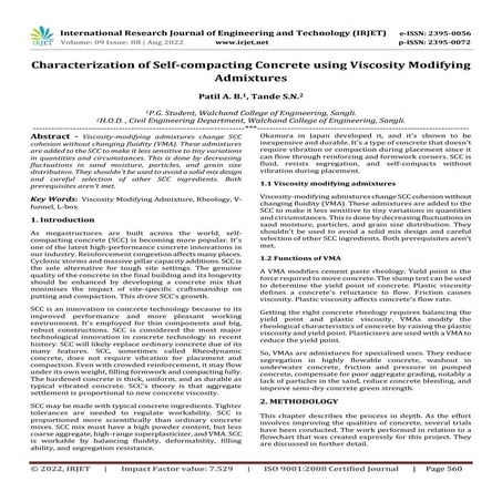 Characterization Of Self Compacting Concrete Using Viscosity Modifying Admixtures Pdf