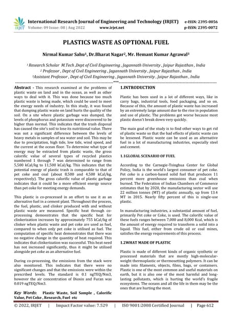 Plastic waste management | PPTX | Environmental Services Industry ...