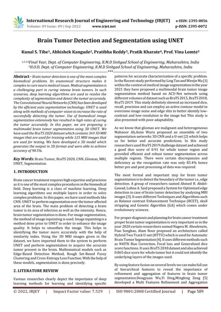 Brain Tumor Detection And Segmentation Using Unet Pdf