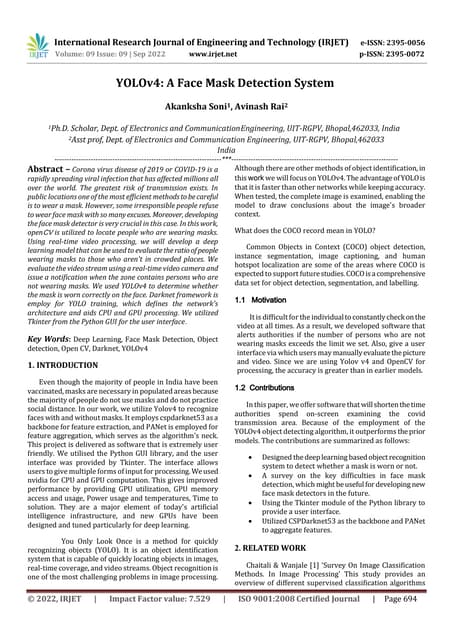 Yolov4 A Face Mask Detection System Pdf