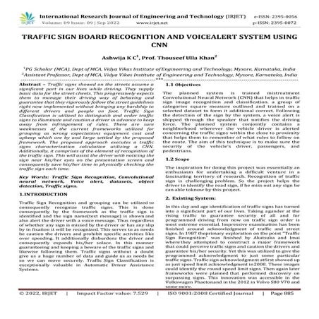 TRAFFIC SIGN BOARD RECOGNITION AND VOICE ALERT SYSTEM USING CNN | PDF