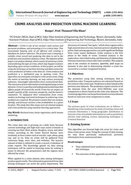 Crime Prediction And Analysis Using Machine Learning Ppt