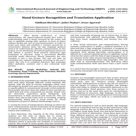 Hand Gesture Recognition and Translation Application | PDF | Computing ...