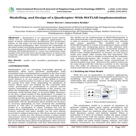 Modelling, and Design of a Quadcopter With MATLAB Implementation | PDF